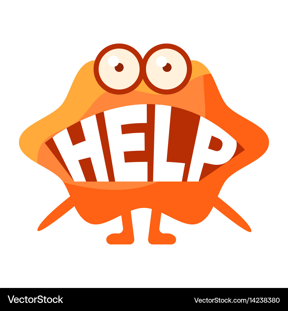 Orange blob saying help cute emoji character Vector Image