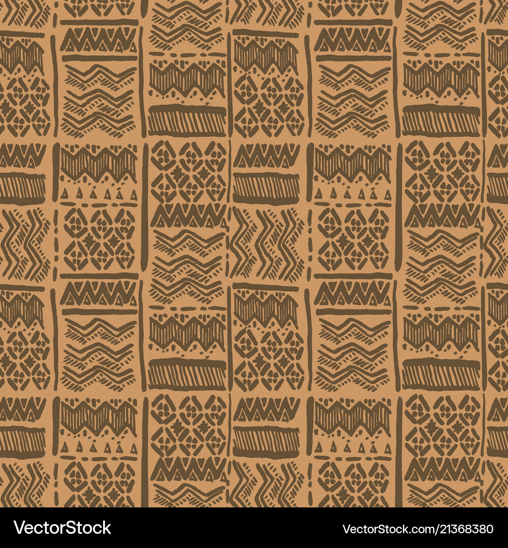 Seamless hand-drawn ethnic brown ornate Royalty Free Vector
