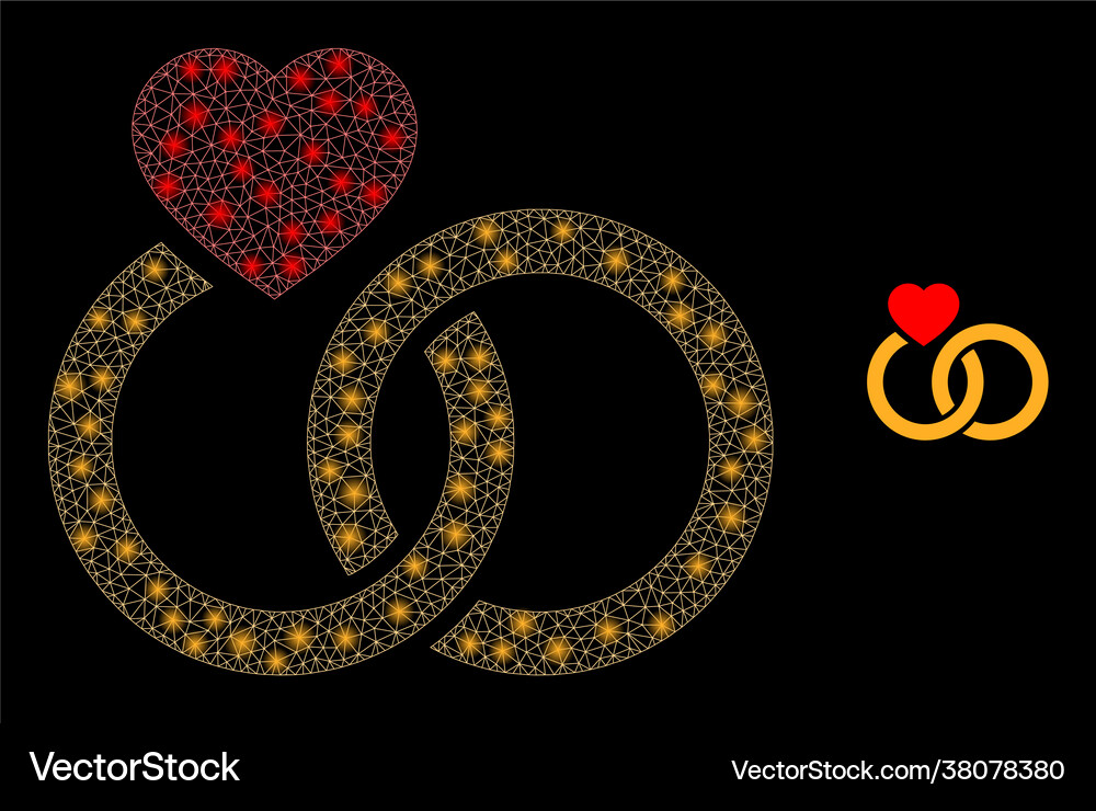 Shiny net marriage rings with light spots Vector Image