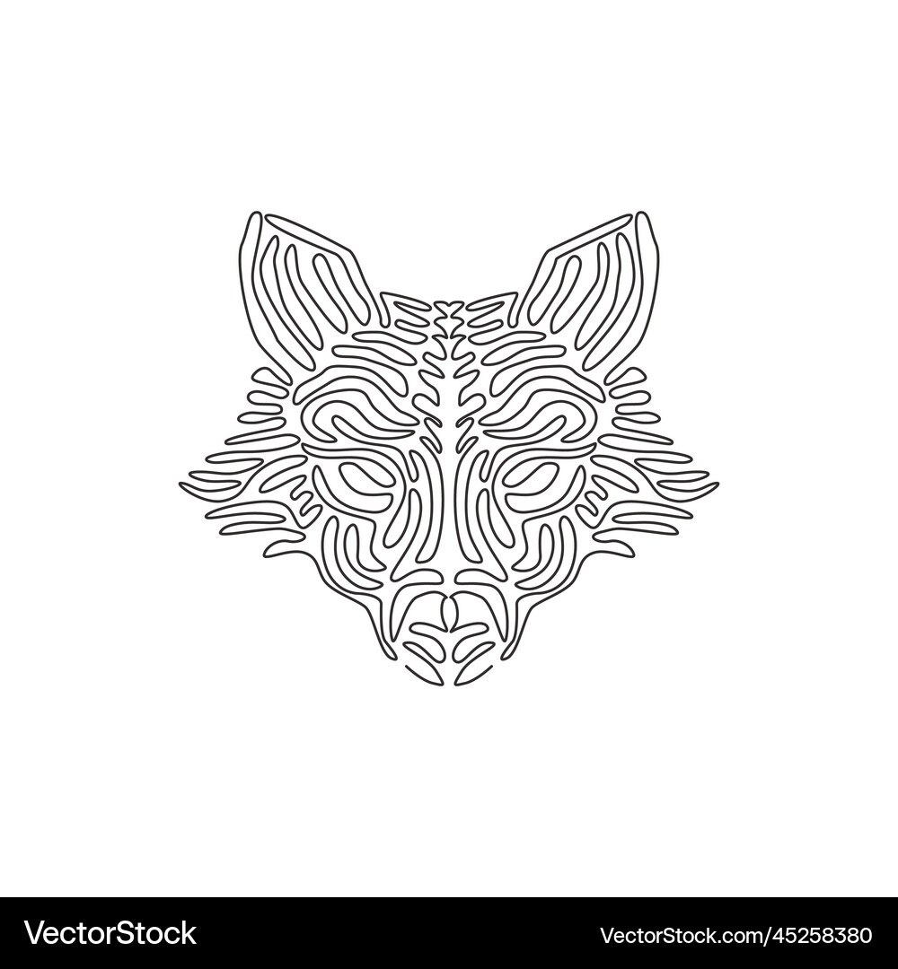 Single curly one line drawing of cute fox Vector Image