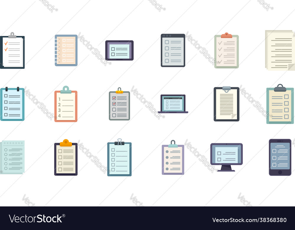To-do list icons set flat isolated Royalty Free Vector Image