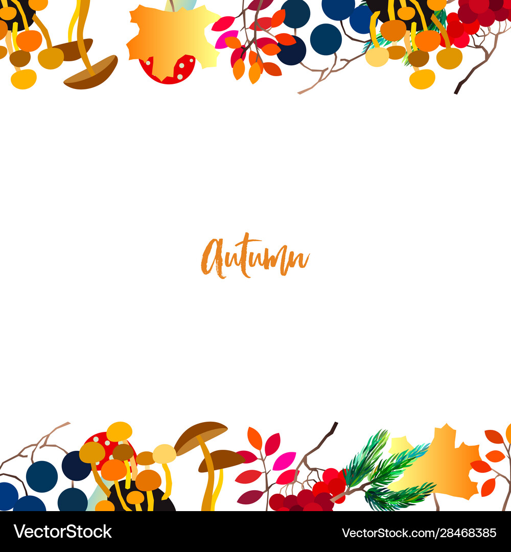 Autumn frame with berries acorns pine Royalty Free Vector