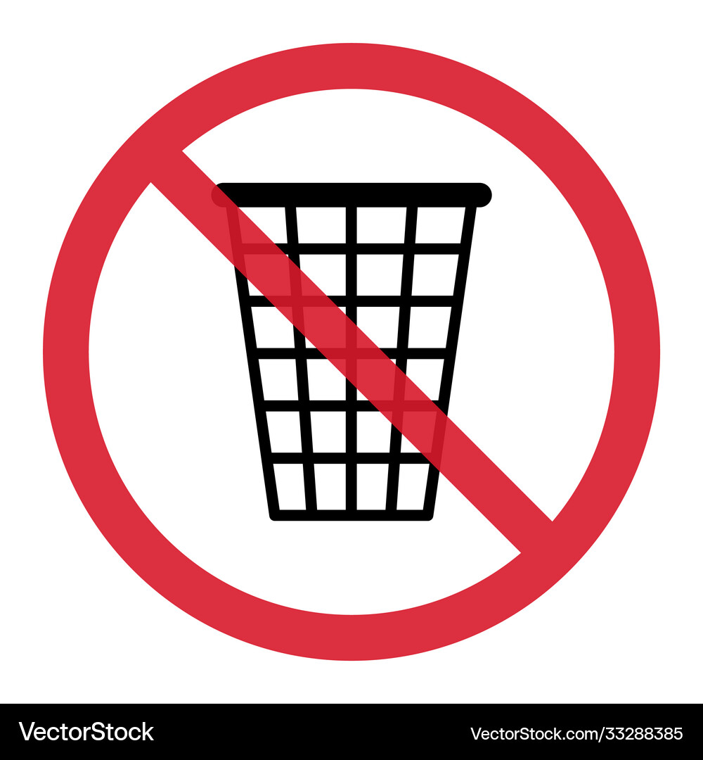 Do not litter flat icon in red forbidding circle Vector Image