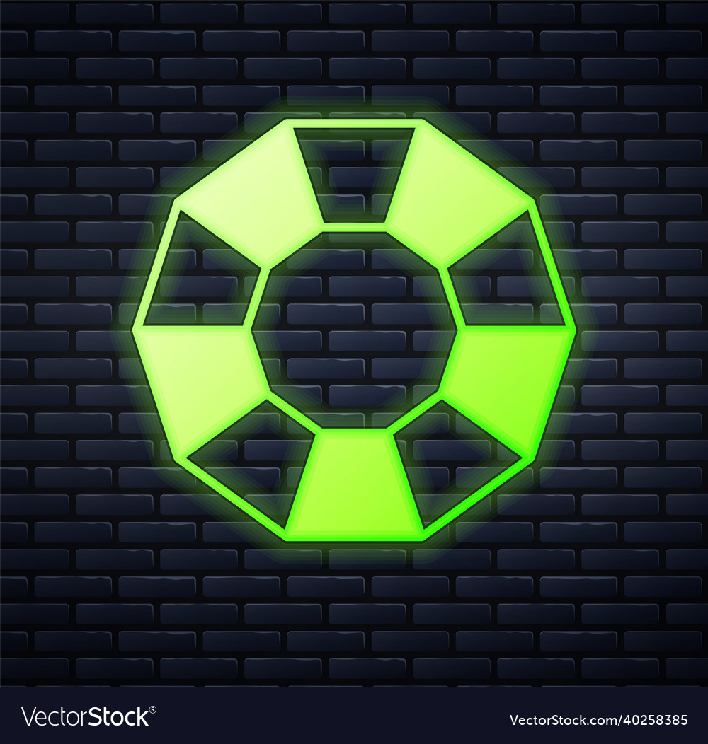 Glowing neon diamond icon isolated on brick wall Vector Image