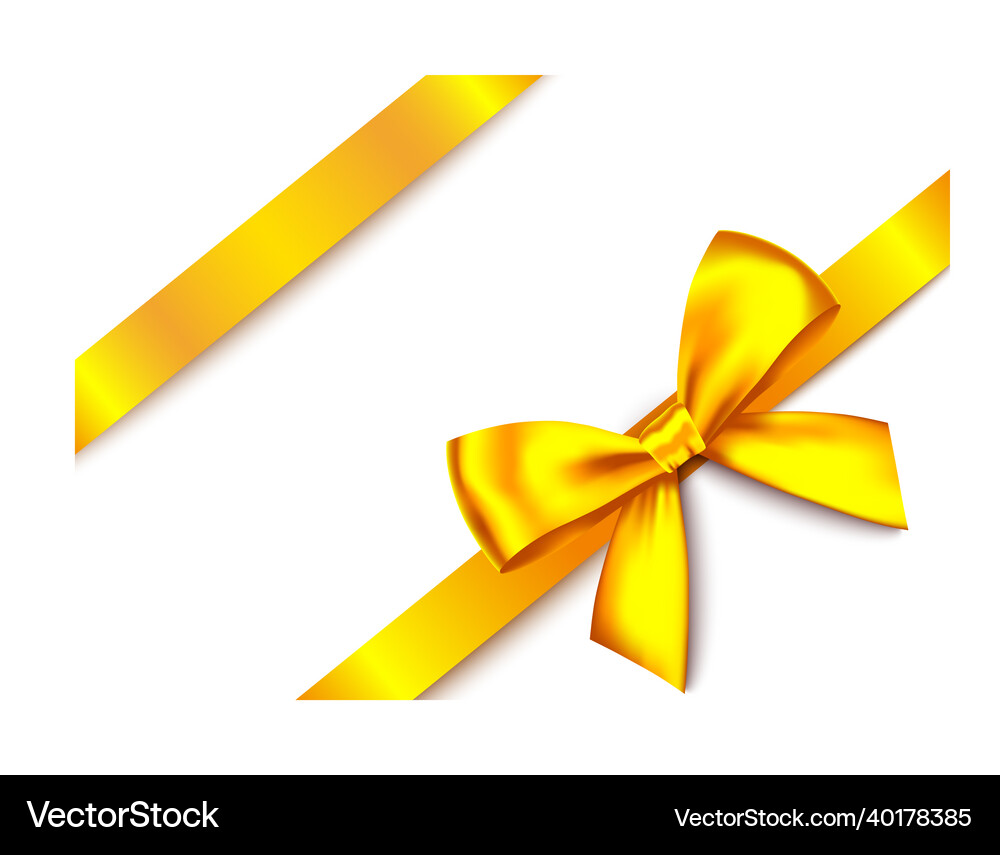 Gold realistic gift bow with horizontal ribbon Vector Image