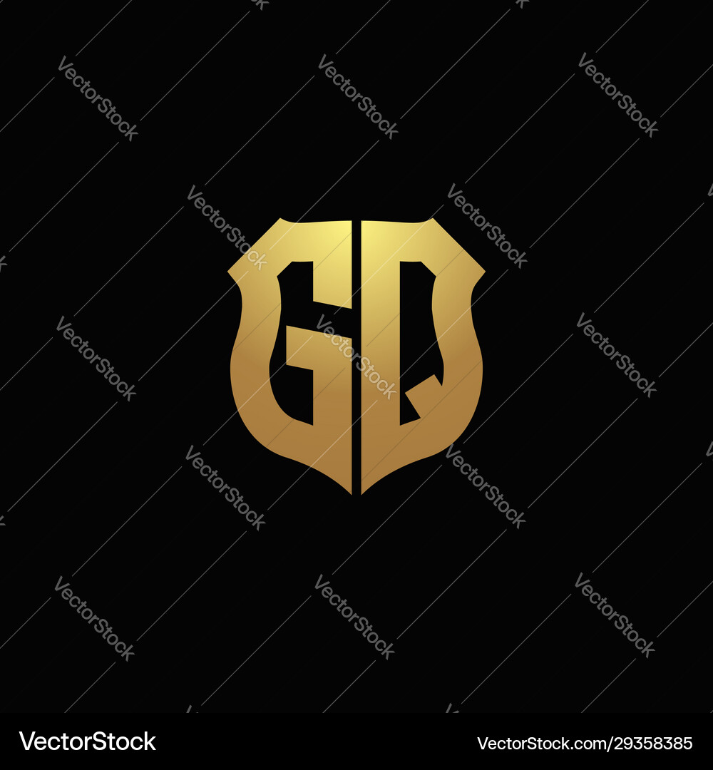 Gq logo monogram with gold colors and shield Vector Image