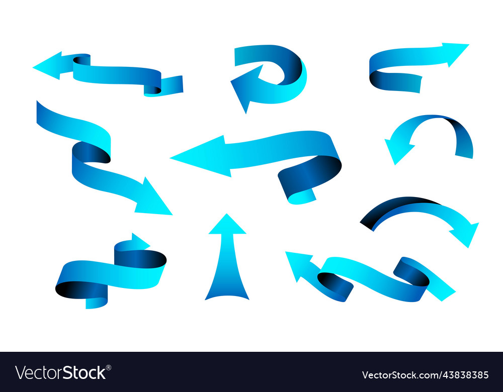 Gradient blue arrow set Royalty Free Vector Image