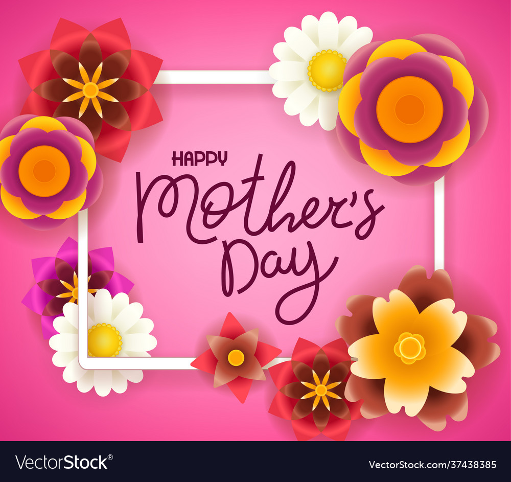 Happy Mothers Day Greeting Card With Beautiful 3d Vector Image
