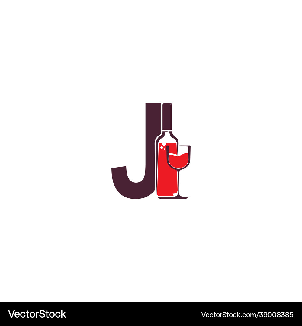 Letter j with wine bottle icon logo Royalty Free Vector