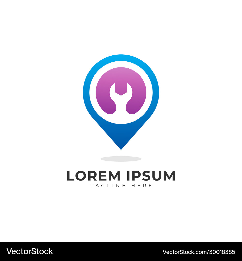 Location service with wrench point logo Royalty Free Vector