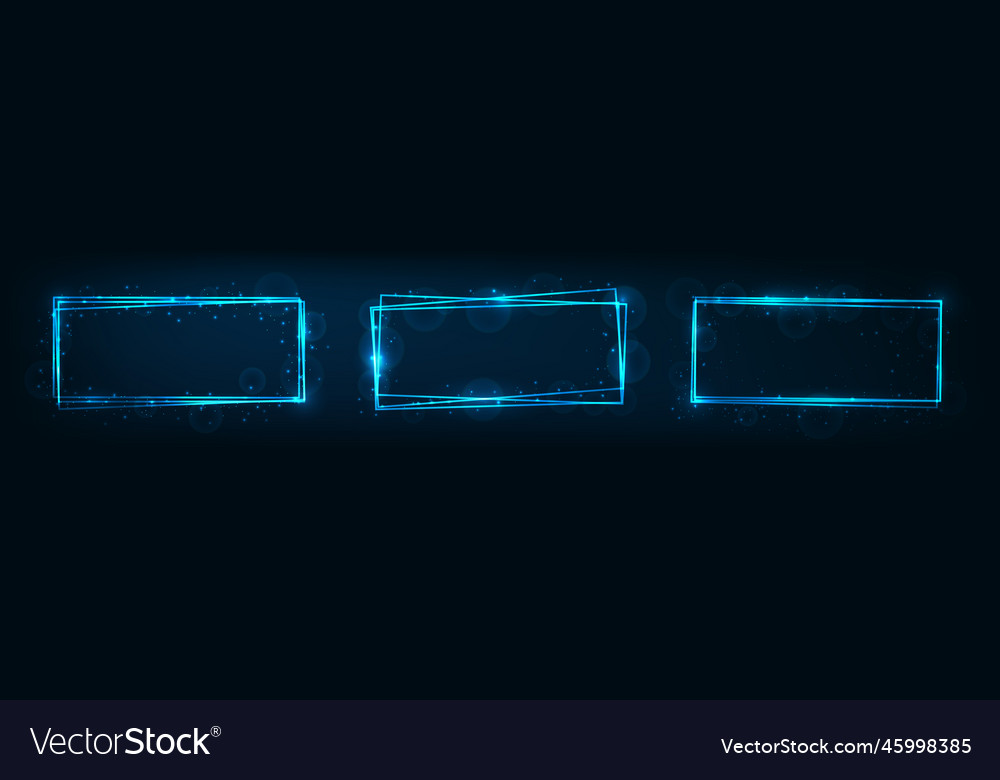 Neon rectangular frame with shining effects Vector Image