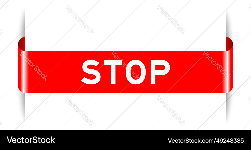 Red color inserted label banner with word stop Vector Image