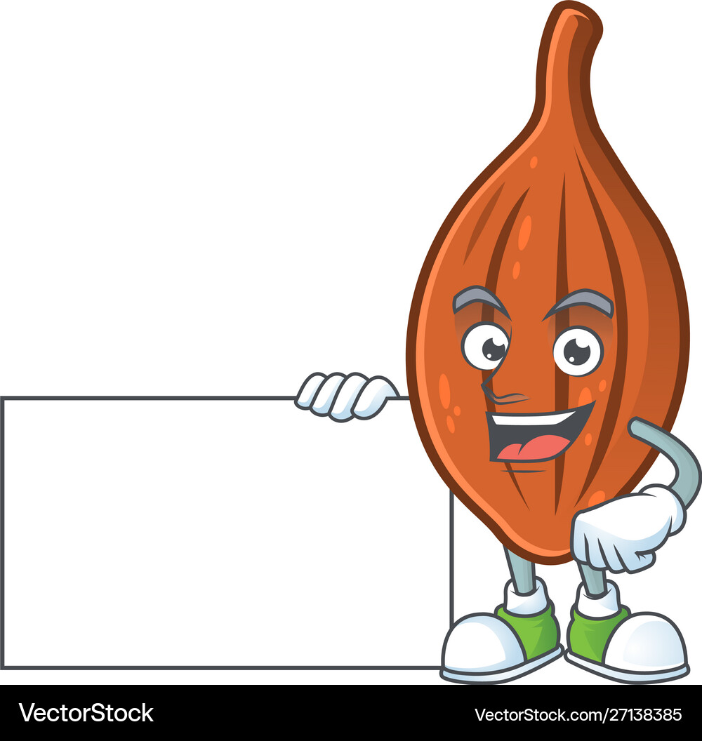 Thumbs up with board seeds choco cartoon Vector Image
