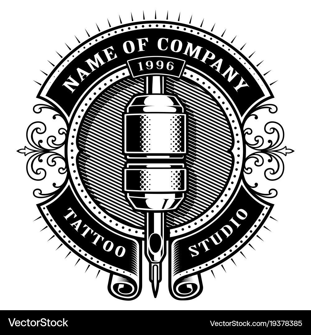 Vintage tattoo studio emblem 1 for white Vector Image