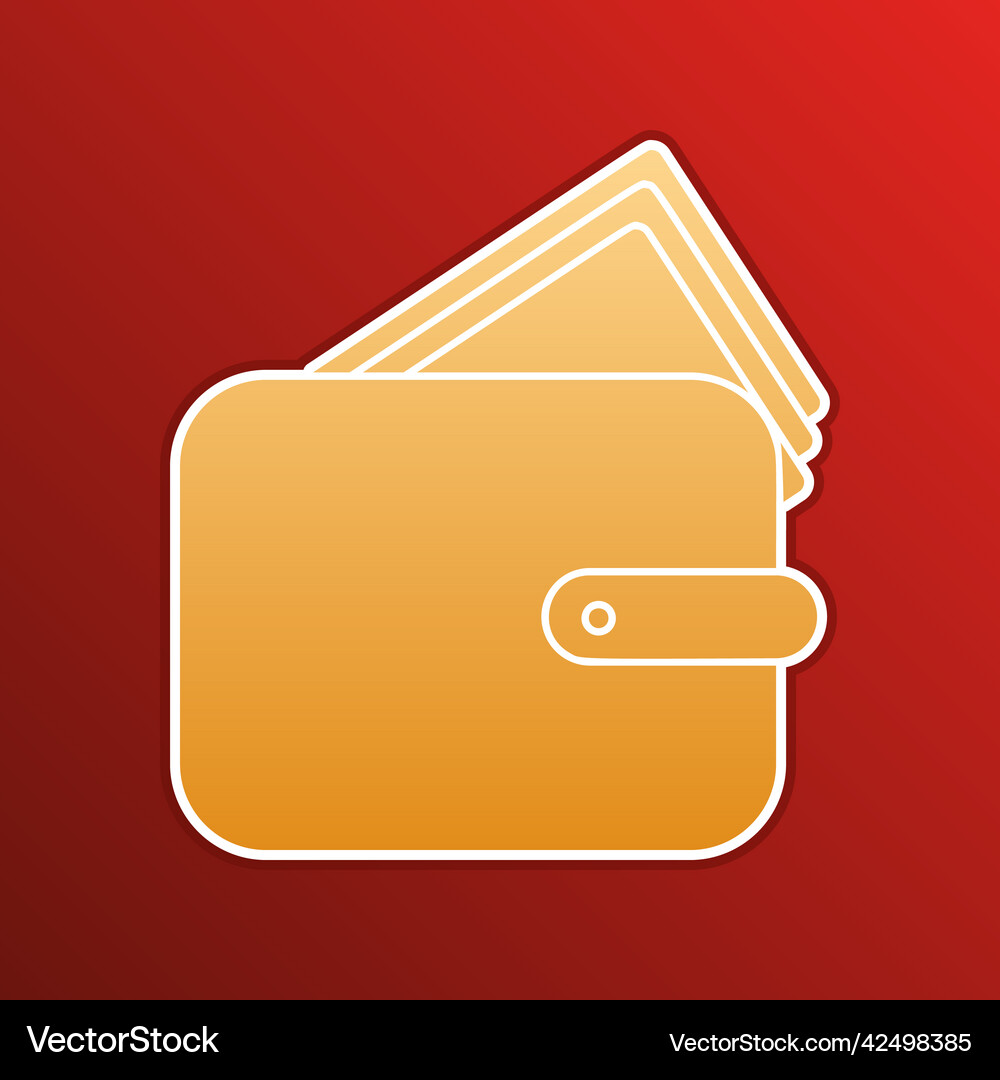 Wallet sign golden gradient icon with contours Vector Image