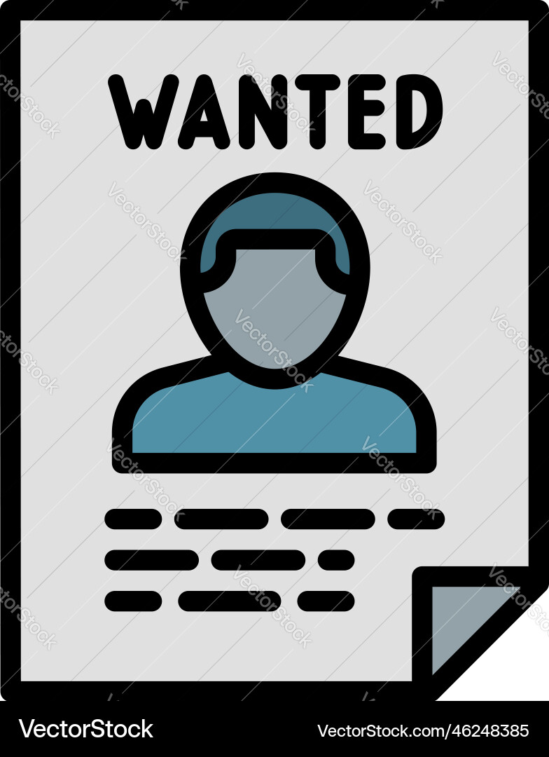 Wanted paper icon outline security gun Royalty Free Vector