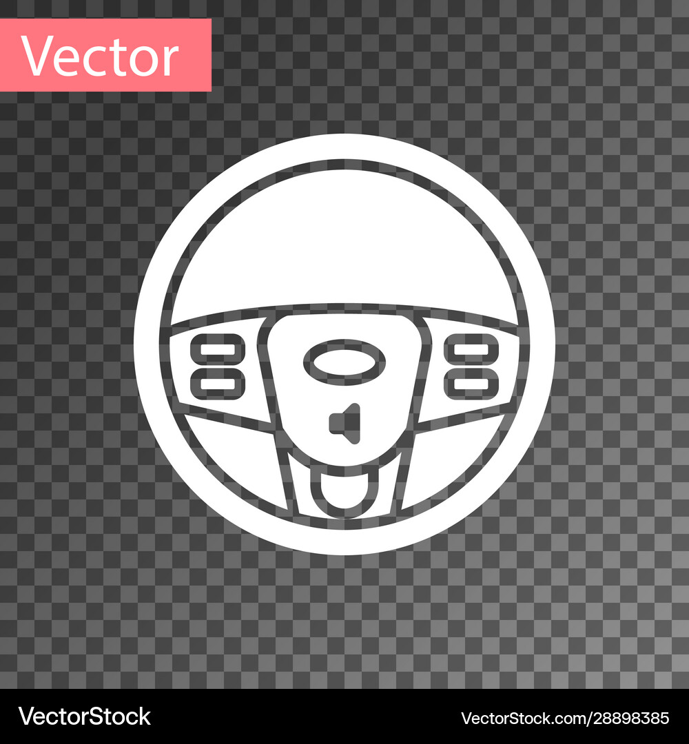 White steering wheel icon isolated on transparent Vector Image