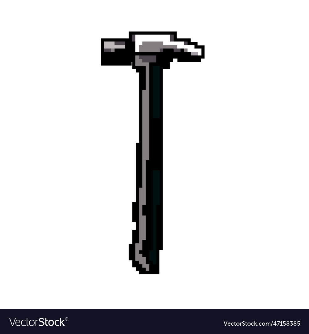 Wood hammer tool game pixel art Royalty Free Vector Image