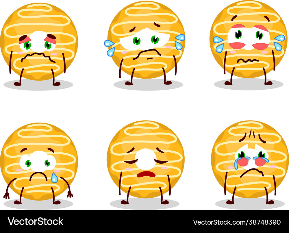 Banana cream donut character with sad expression Vector Image