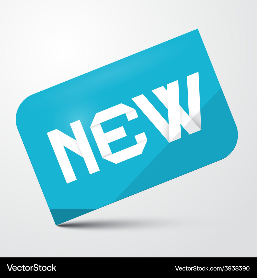 Blue paper sticker - label with new title Vector Image