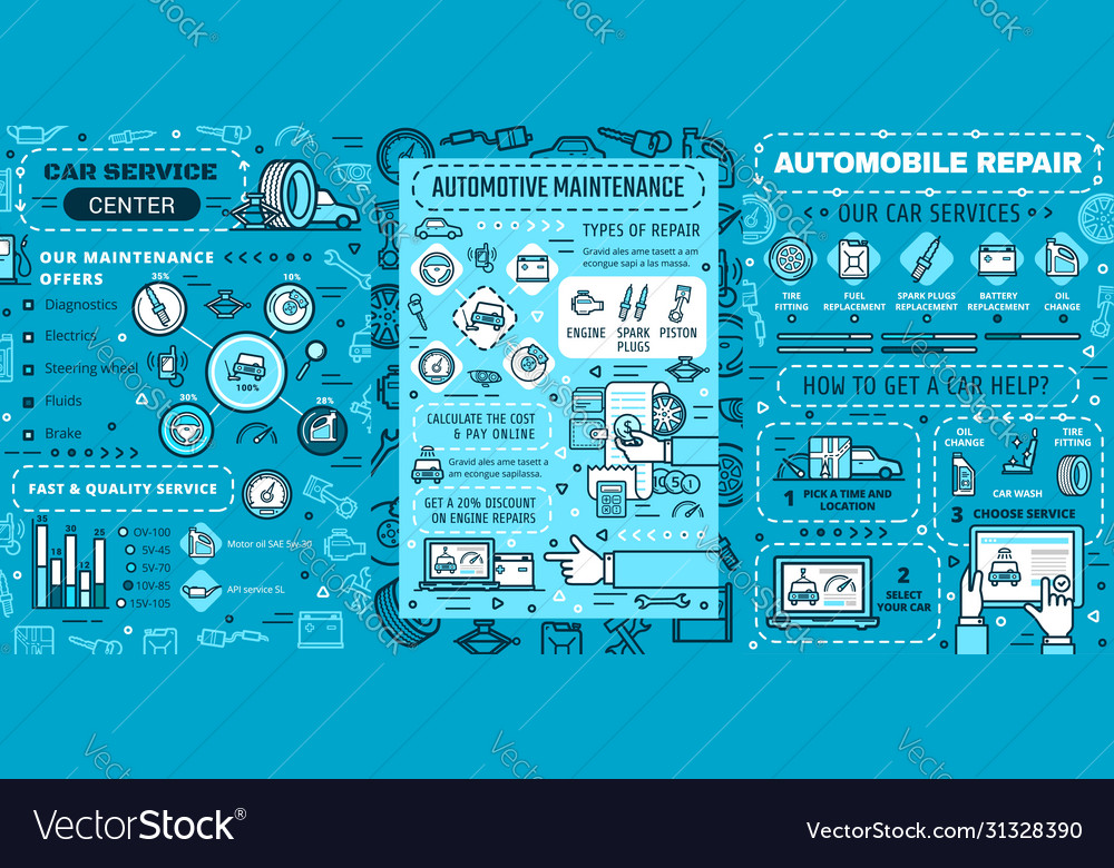 Car maintenance repair service infographics Vector Image