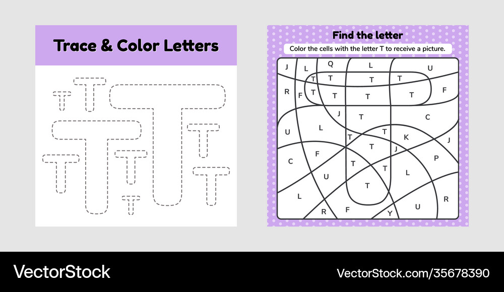 Coloring book letter for kids worksheet Royalty Free Vector