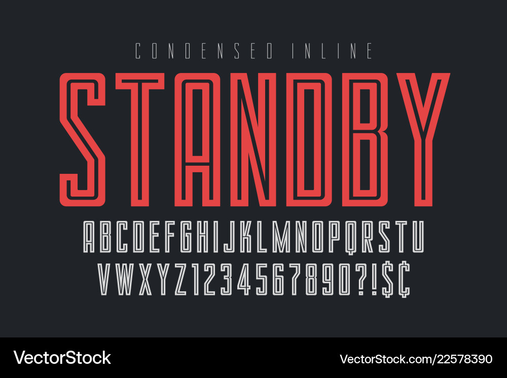 Condensed simple display font design alphabet Vector Image
