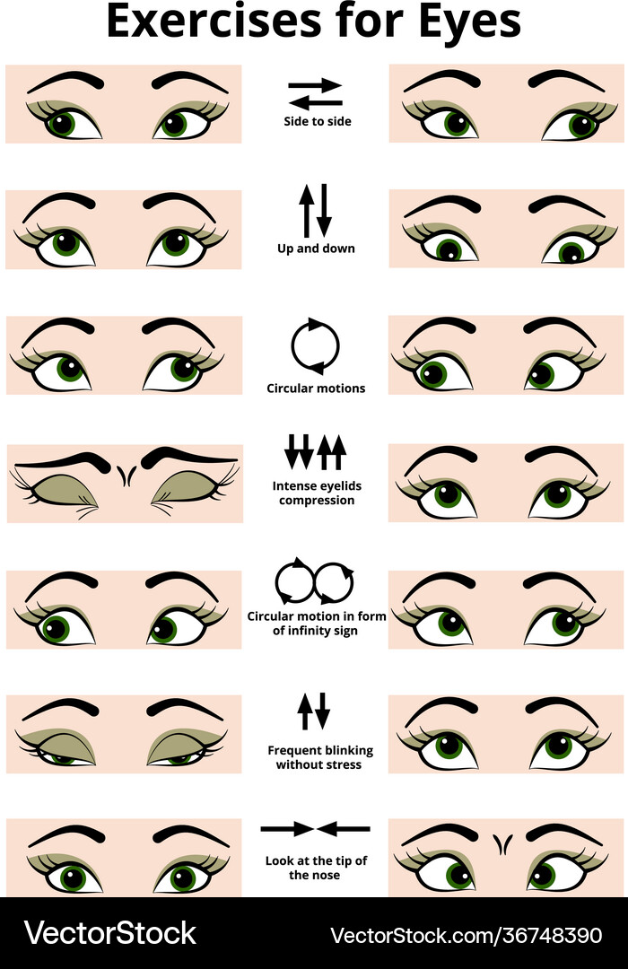 Eye Exercises for Vision Health Royalty Free Vector Image
