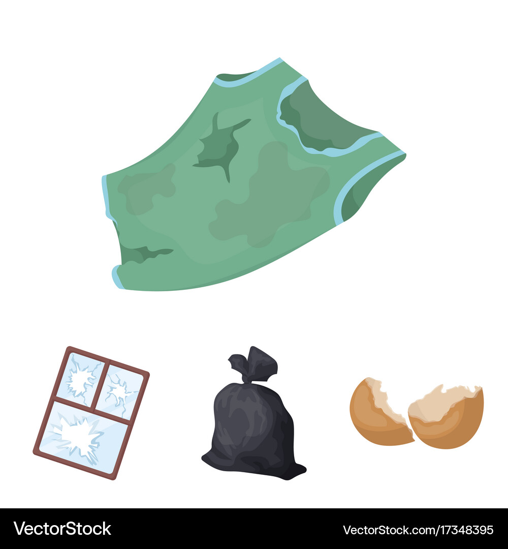 A garbage bag broken egg shell torn dirty t Vector Image