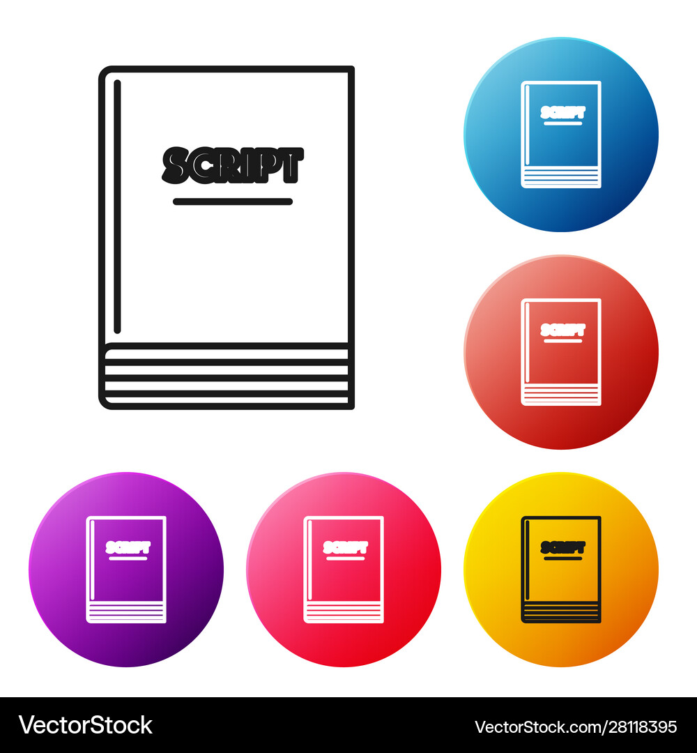 Black line scenario icon isolated on white Vector Image
