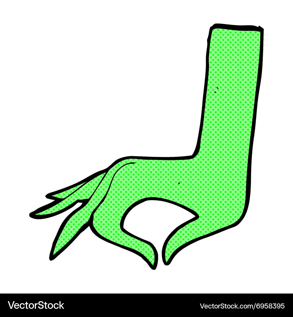 Comic cartoon green hand symbol Royalty Free Vector Image