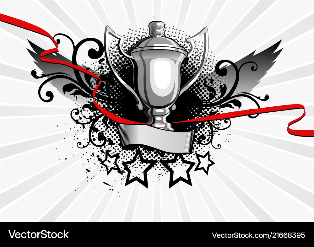 Cup winner with rays background Royalty Free Vector Image