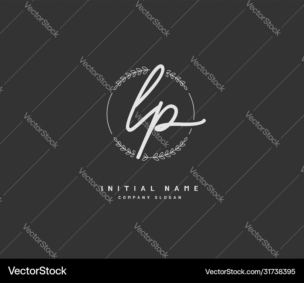 L p lp beauty initial logo handwriting logo Vector Image