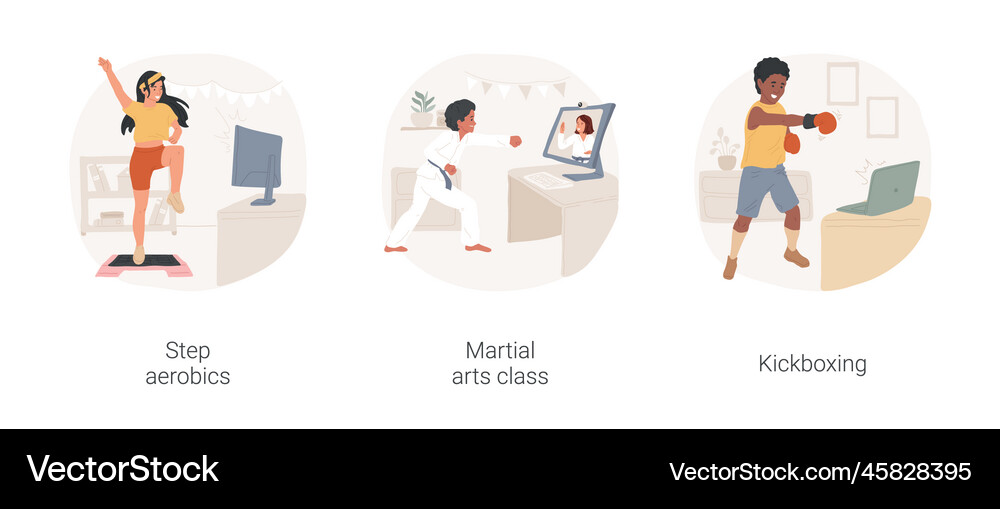 Online workouts isolated cartoon Royalty Free Vector Image