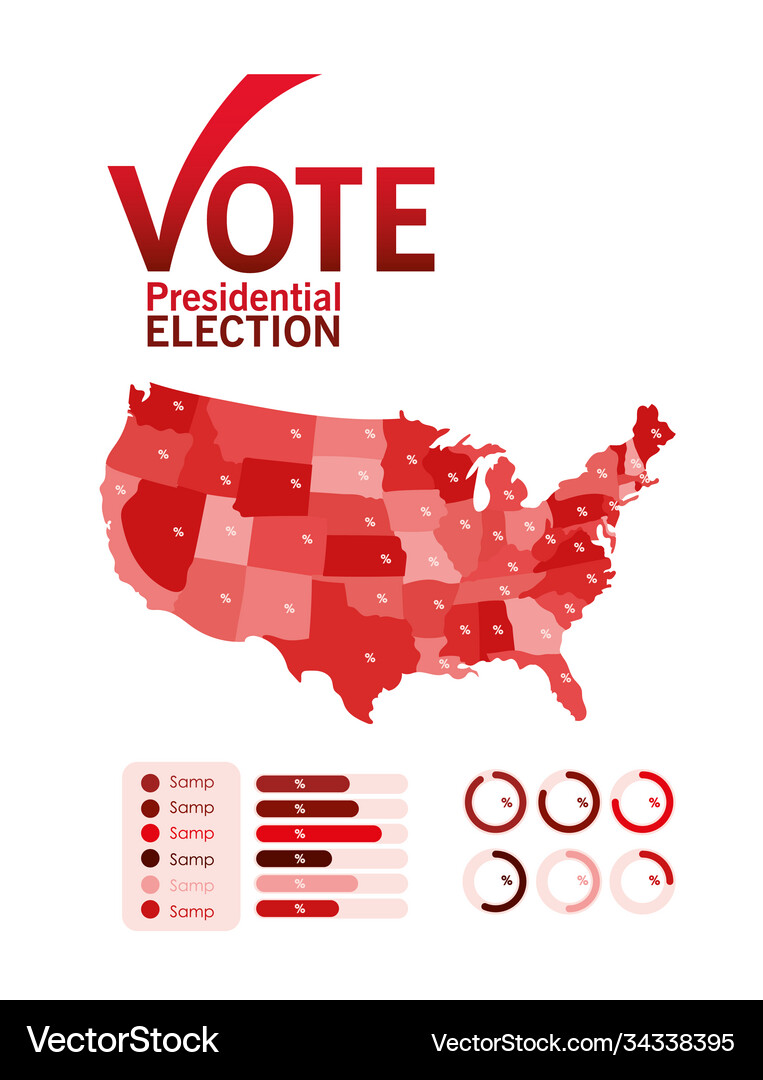 Presidential election vote with check mark map Vector Image