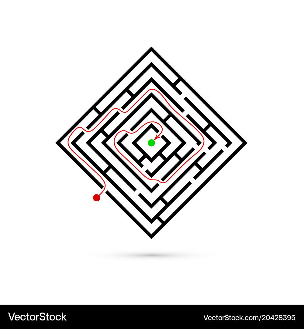Rectangle maze with way to center logic game Vector Image