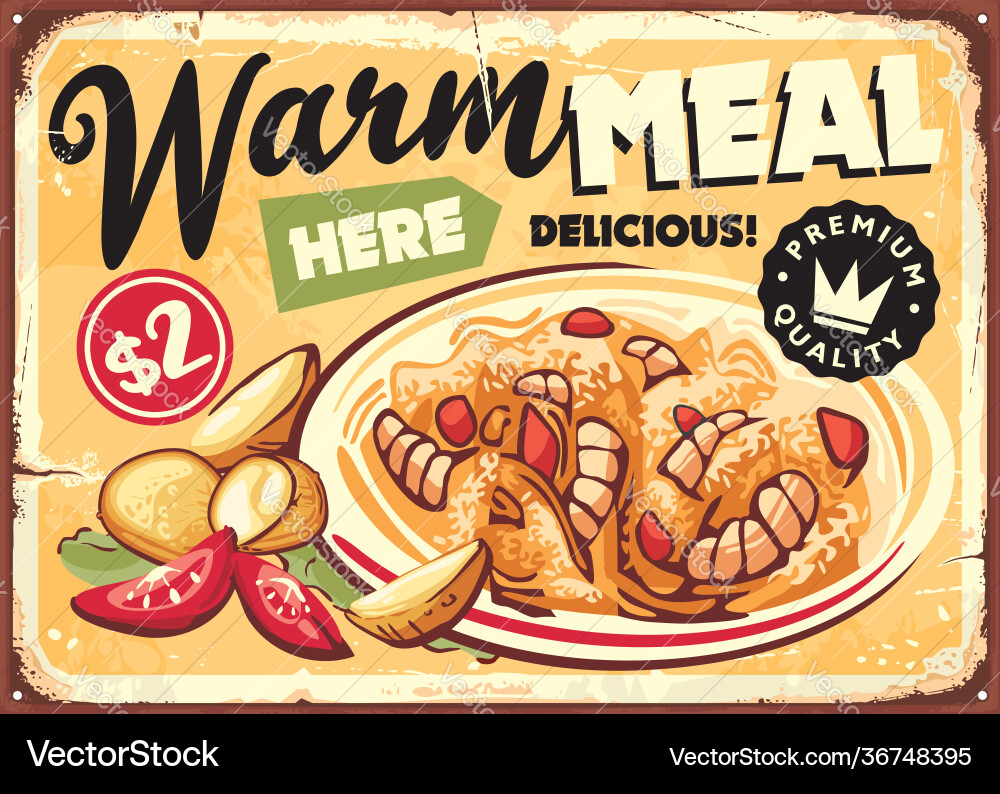 Restaurant sign with food menu Royalty Free Vector Image