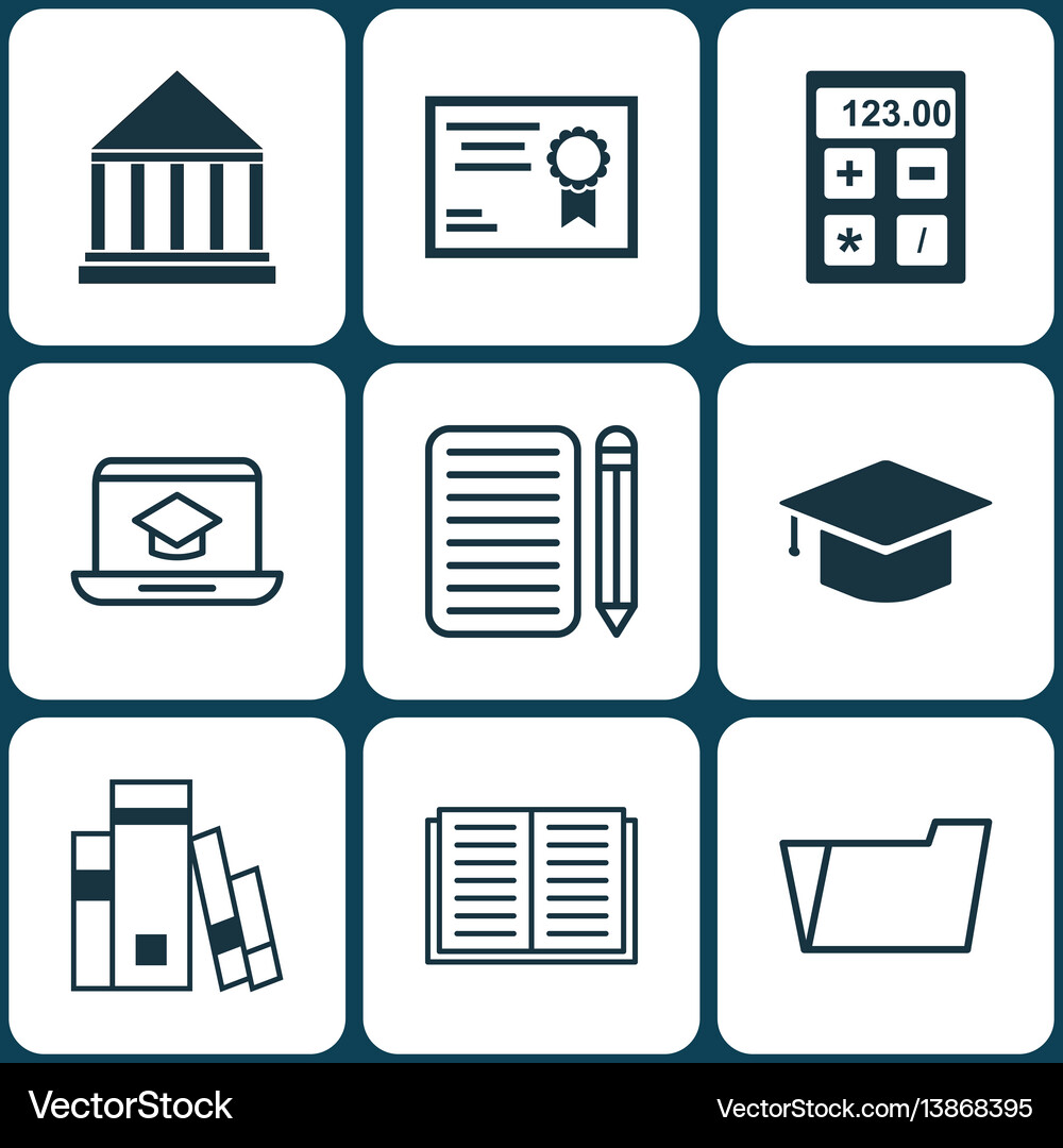 Set of 9 education icons includes Royalty Free Vector Image