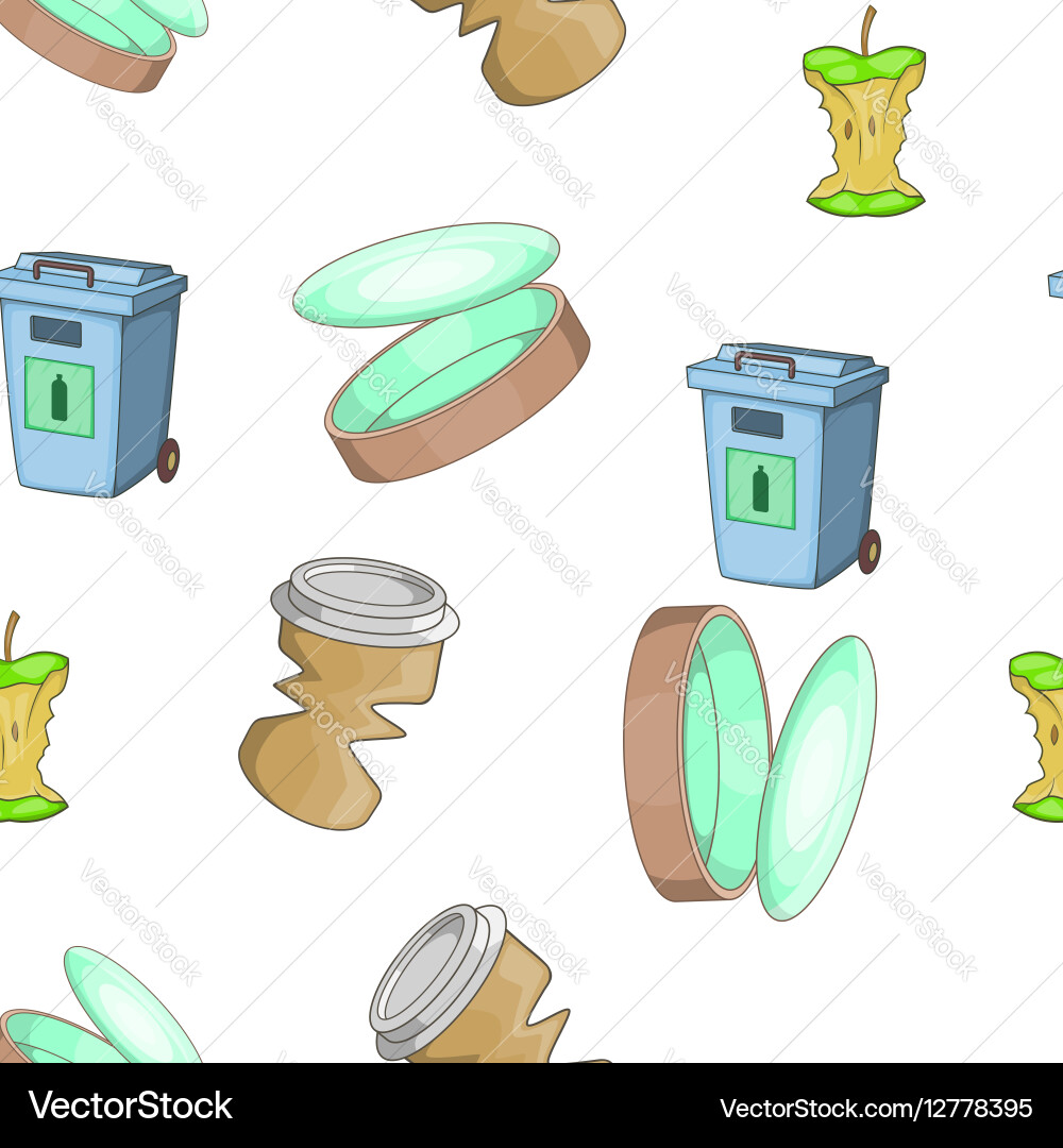 Types of waste pattern cartoon style Royalty Free Vector
