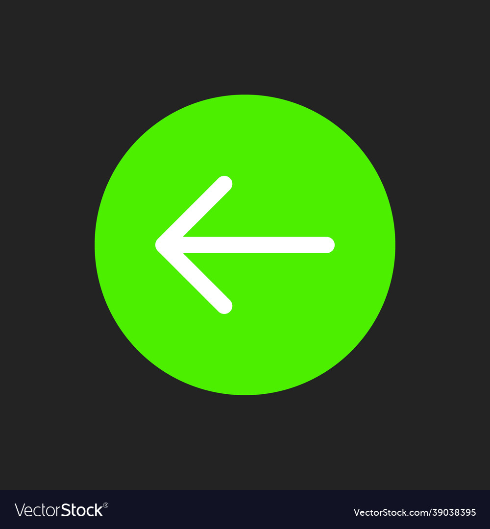 White Arrow Button To Go Back In The Menu On Green