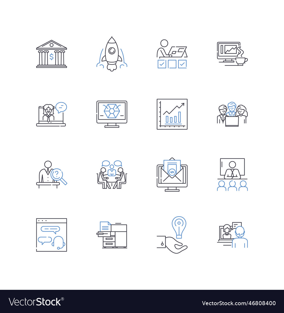 Administration center line icons collection Vector Image