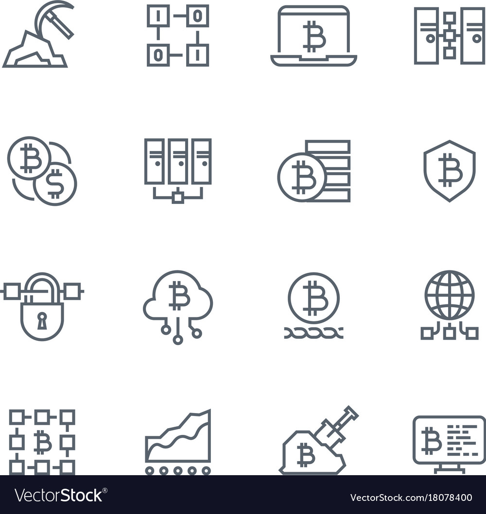 Blockchain and cryptocurrency line icons Vector Image