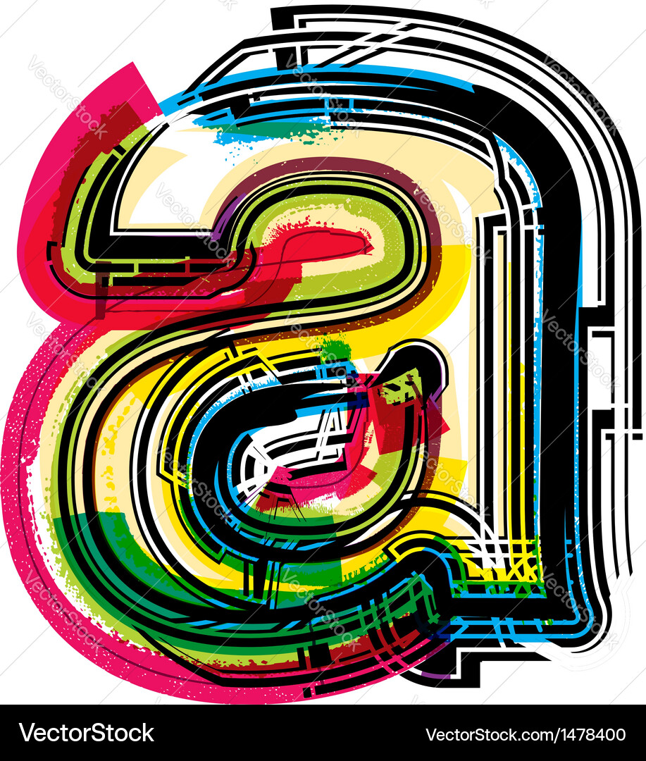 Colorful grunge font letter Royalty Free Vector Image