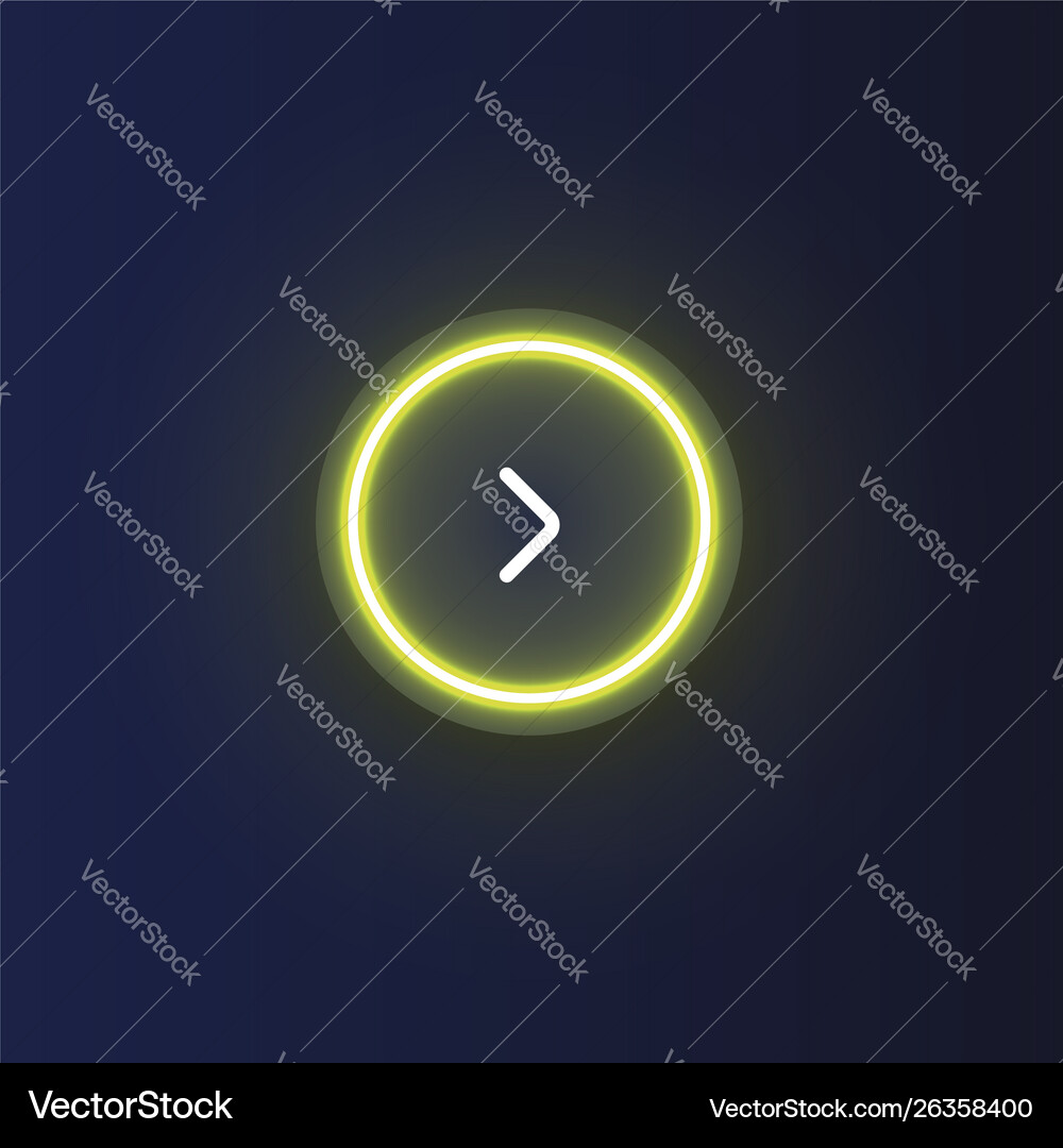 Colorful neon next button with an arrow Royalty Free Vector