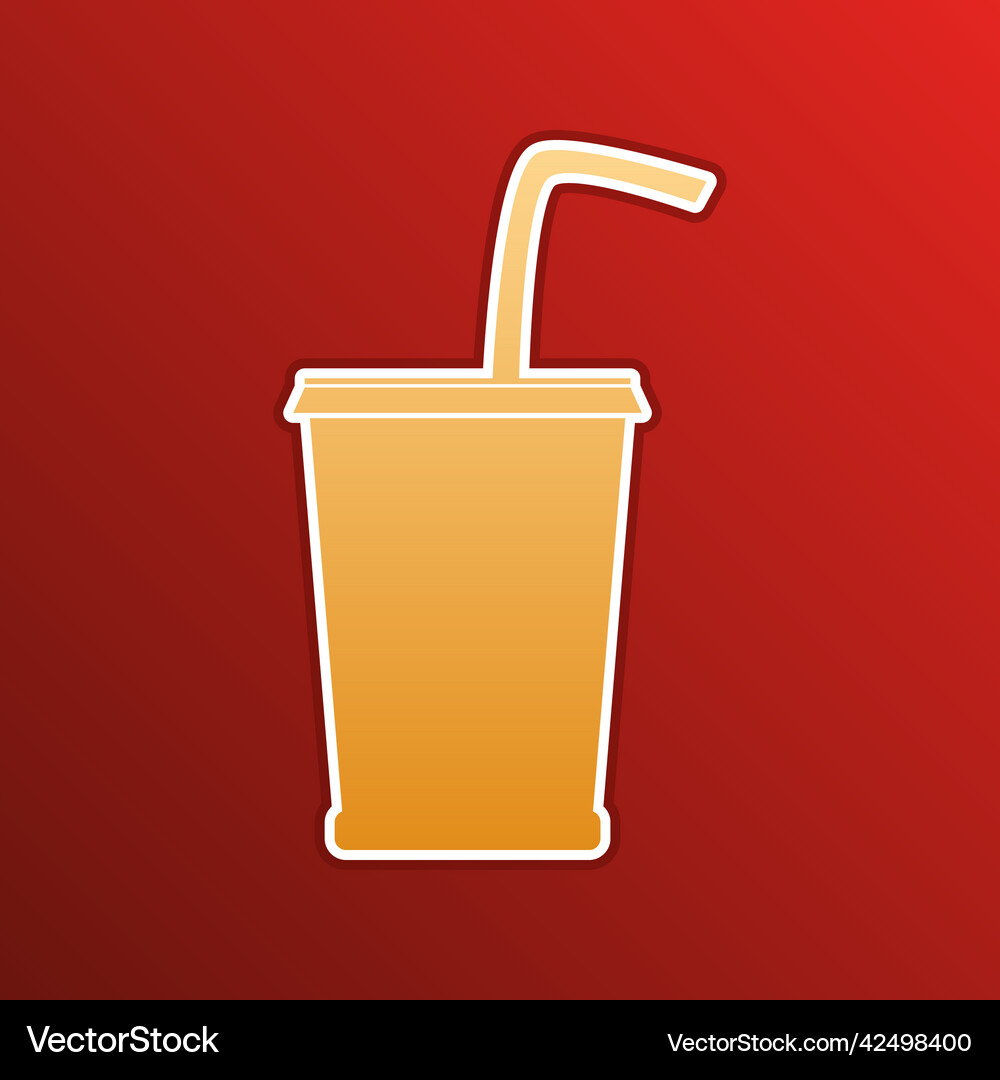 Drink sign golden gradient icon with contours Vector Image