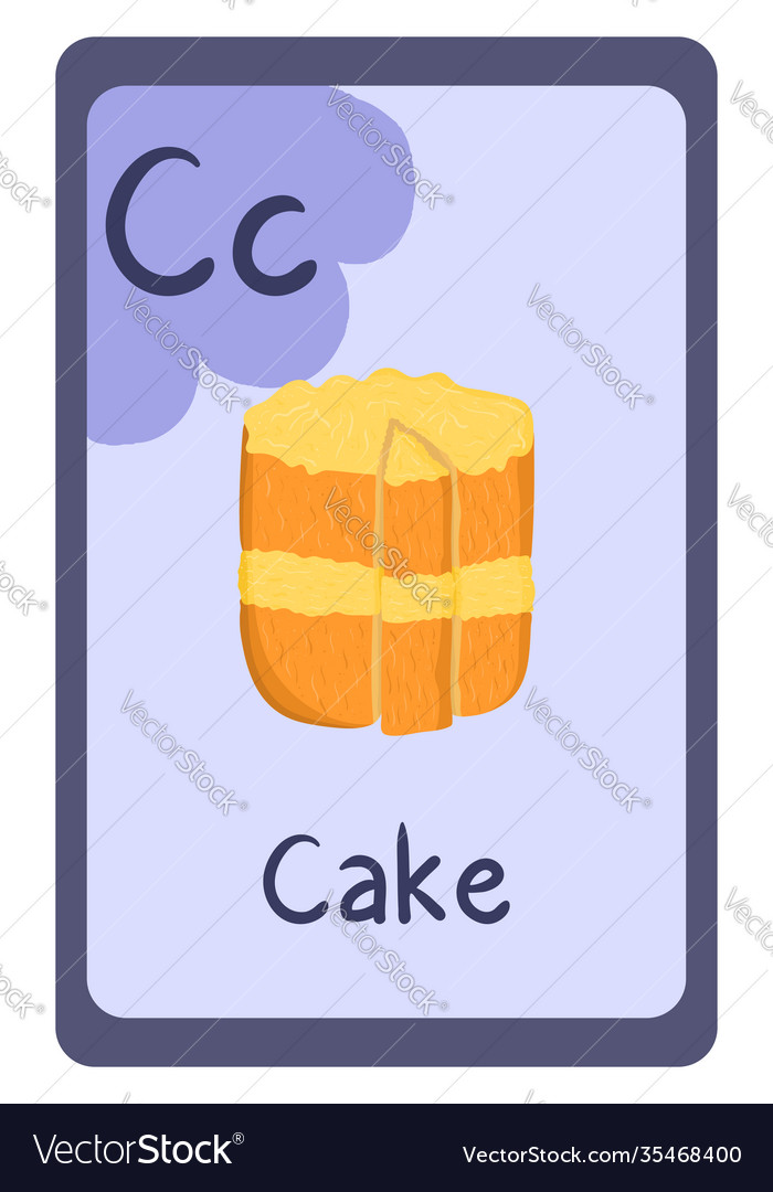 Education flash card abc letter c - cake Vector Image