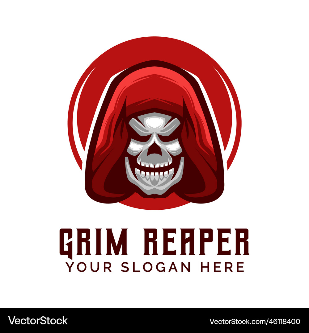 Grim reaper in red color logo design template Vector Image