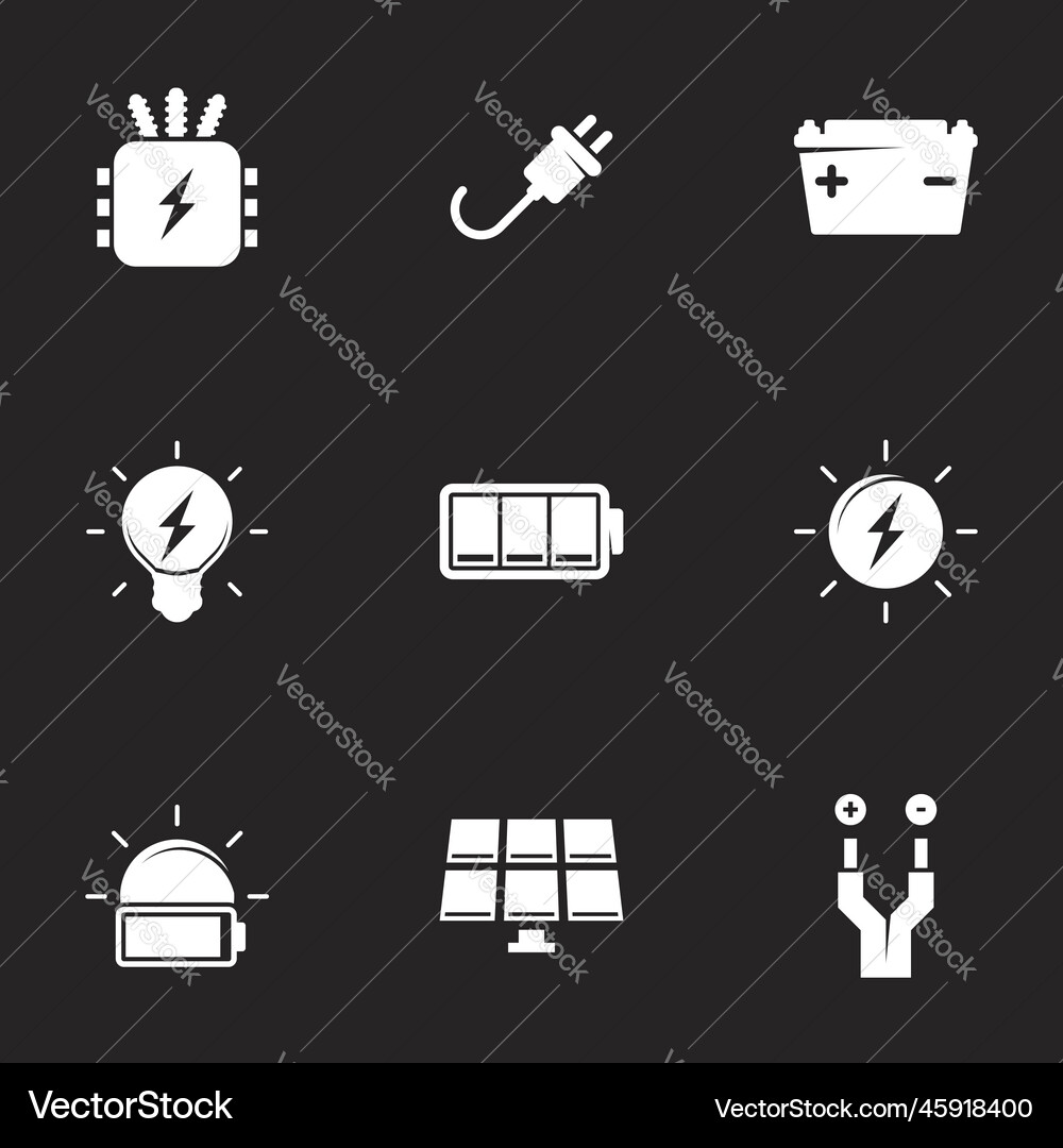 Icons for theme electricity black background Vector Image