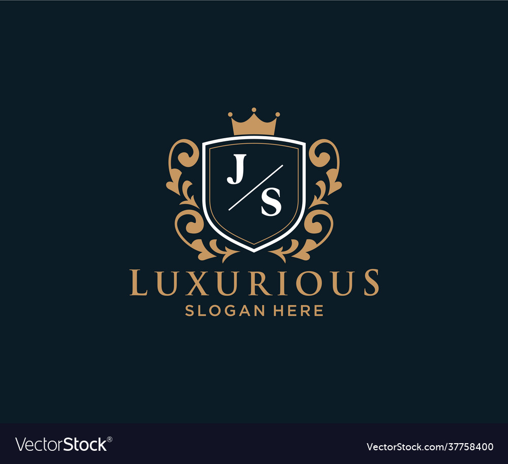 Initial js letter royal luxury logo template Vector Image