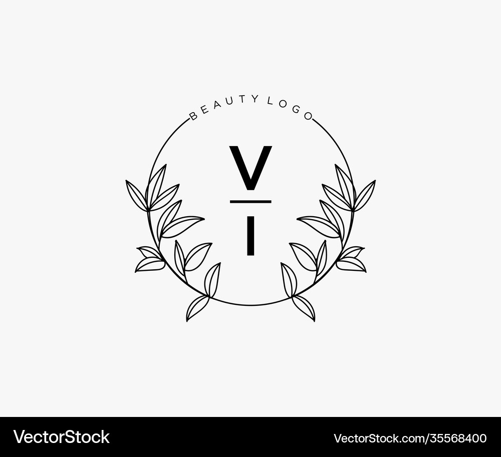 Initial vi letters beautiful floral feminine Vector Image